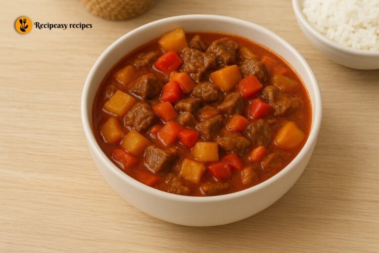 Beef Menudo Recipe with Veggies & Tomato Sauce
